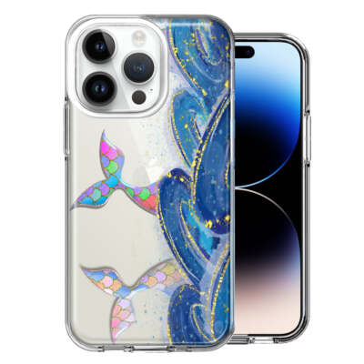 Case for Apple iPhone 15 Pro Rainbow Mermaid Tails Scales Ocean Waves ...