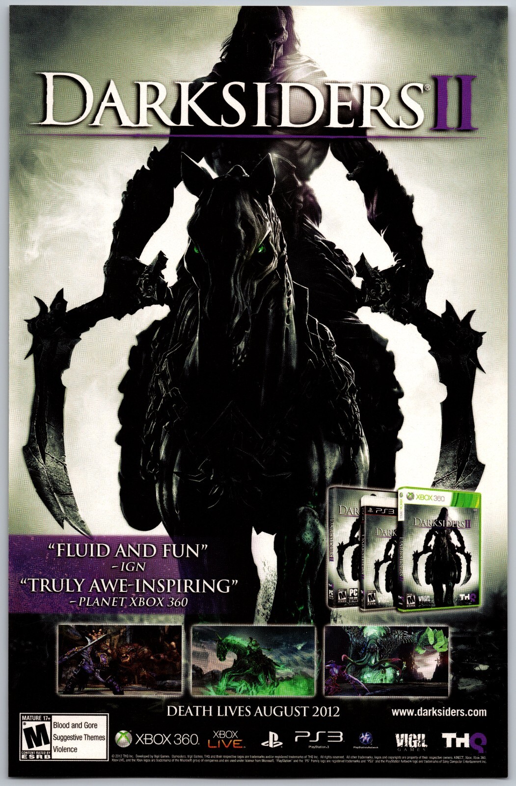 Darksiders II Print Ad Game Poster Art PROMO Original PS3 Xbox 360 PC 2 ...