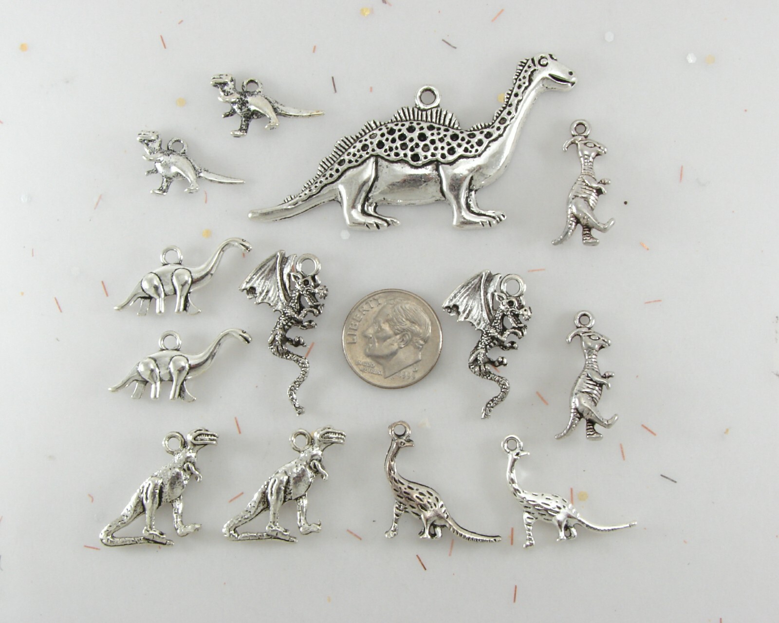DINOSAUR 3D Charms T-Rex Brontosaurus Hammerhead Flying Creature ...