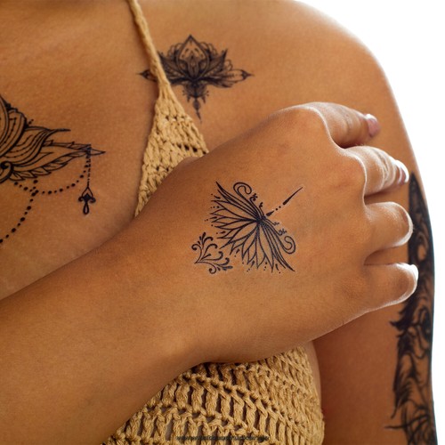 1 x Lotus Tattoo Karte- 7 verschiedene Lotus Motive- Temporary Tattoo ...