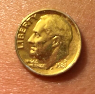 1981 Gold Plated Roosevelt Dime Collectible 10 Cent US Collection Coin ...