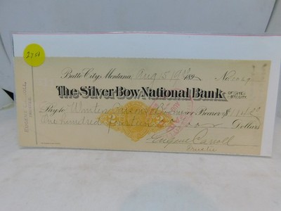 Vintage Bank Checks, The Silver Bow National bank, 1900, Butte City ...