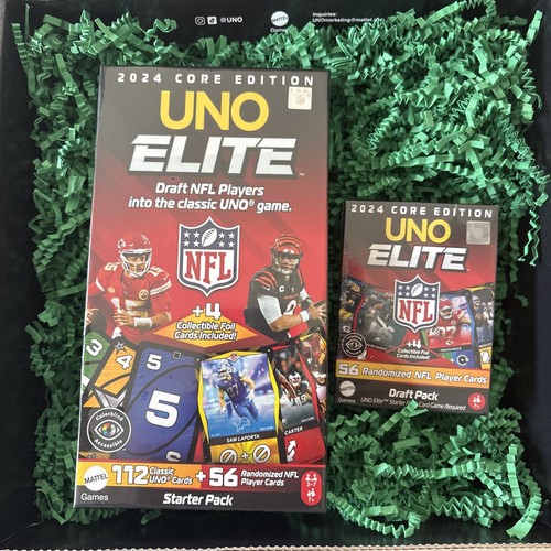 Uno Elite NFL 2024 Core Edition With Draft Pack in Box 8 Foil Cards ...