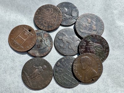 GROUP OF 10 COPPER Conder Tokens, Various Type & Grades 18th Century ...