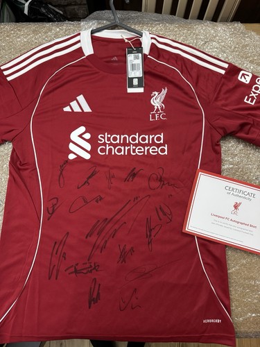 Liverpool FC Signed squad shirt 25/26Autographed x16 Salah VVD ...