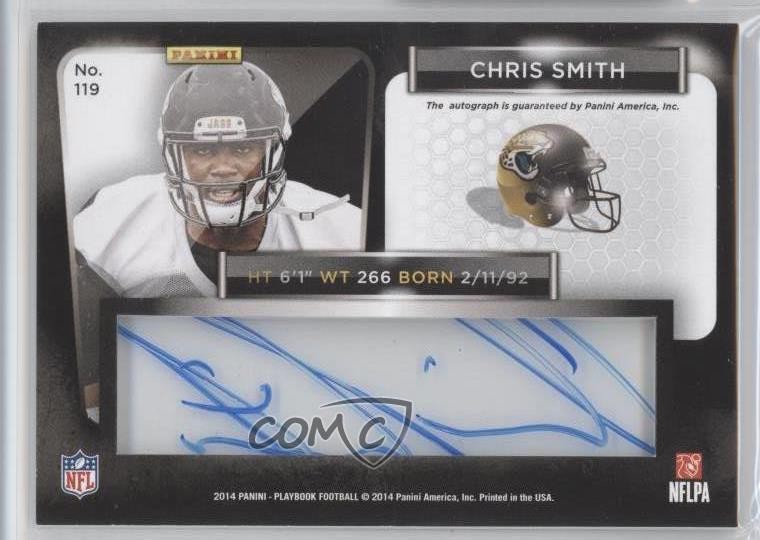 2014 Panini Playbook Rookie Signatures Gold /10 Chris Smith #119 Rookie ...