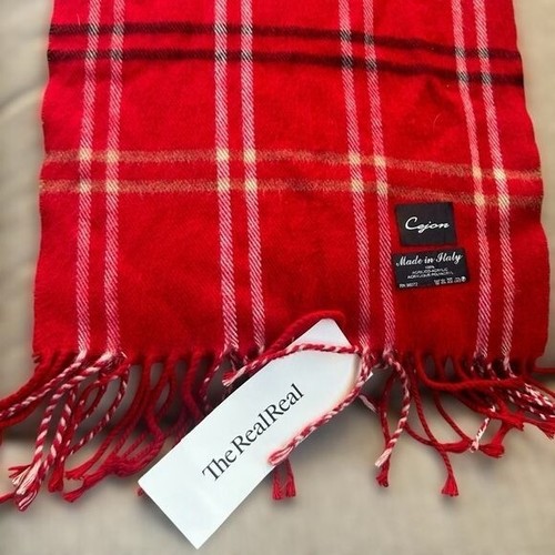 Cejon stunning red plaid retro fringe scarf, luxe, made in Italy ...