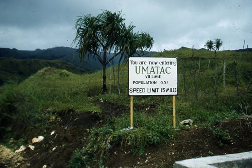 35mm Slide1950s Red Border Kodachrome Umatac Village Guam Sign Pop 657 ...