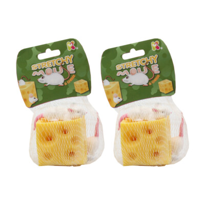 2x Fumfings Novelty Stretchy Mouse & Cheese 7cm Squishy Stretch Toys ...