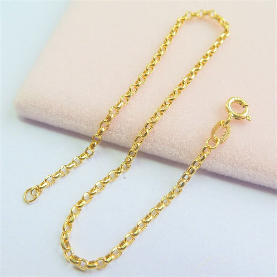 Pure Au750 Solid 18K Yellow Gold Chain 2mm Cable Link Bracelet 7inch L ...