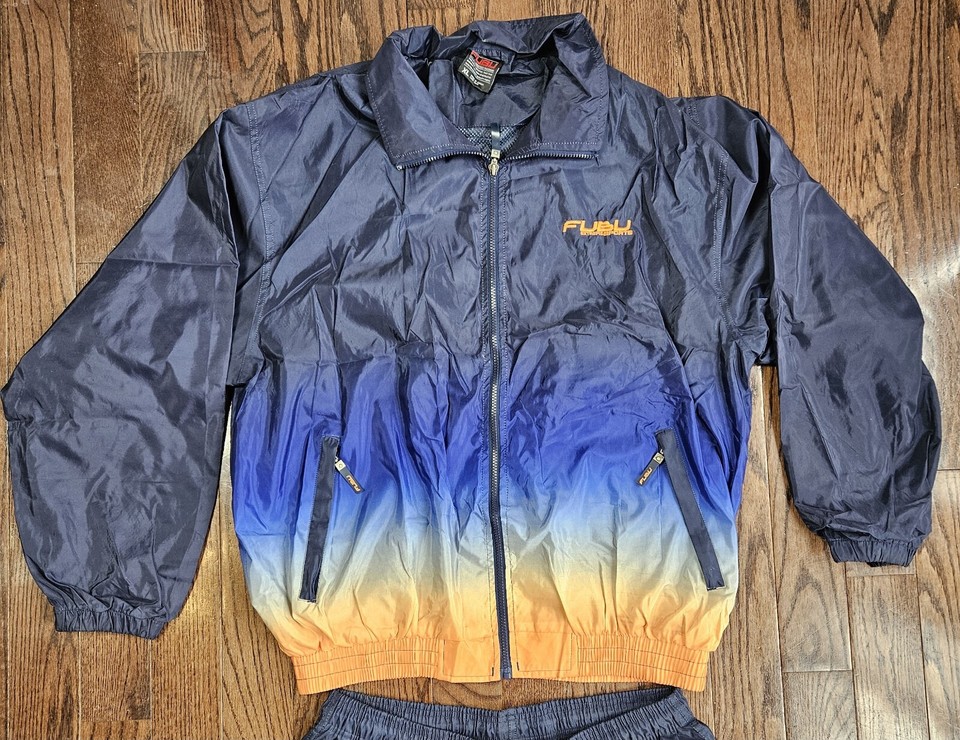 Vintage FUBU Track Suit Mens XL 90s Full Zip Y2K Blue And Orange ...