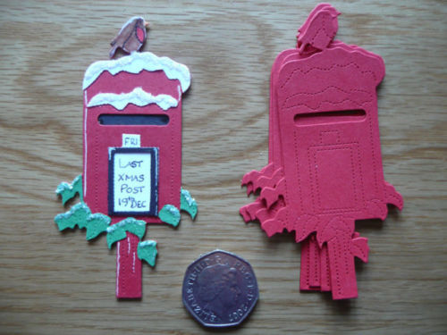 8 CHRISTMAS POST BOX + ROBIN BOXES DIE CUTS CARD MAKING TOPPERS CRAFTS ...