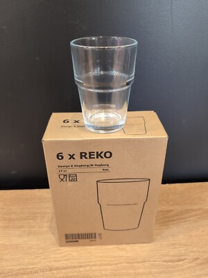 Ikea REKO 17cl Pack of 6 Stackable Drinking Glasses | eBay UK
