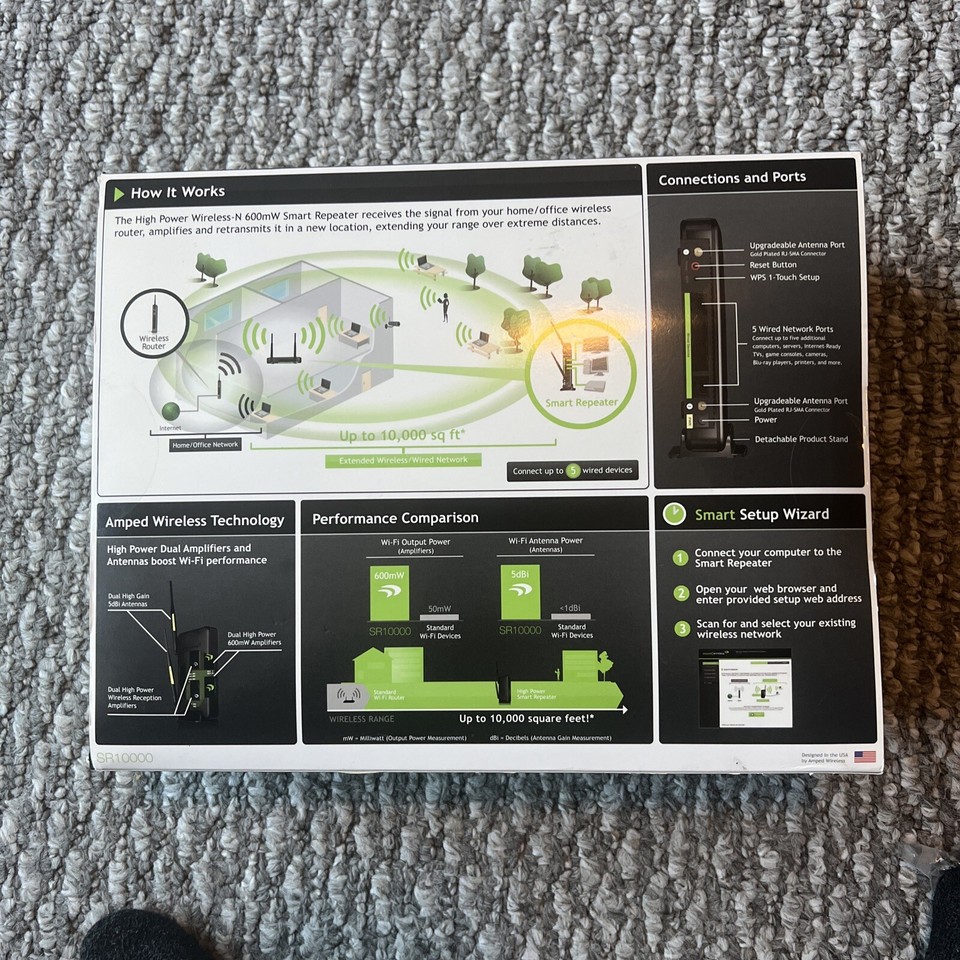 New Amped Wireless High Power Wi-Fi Smart Repeater & Range Extender ...