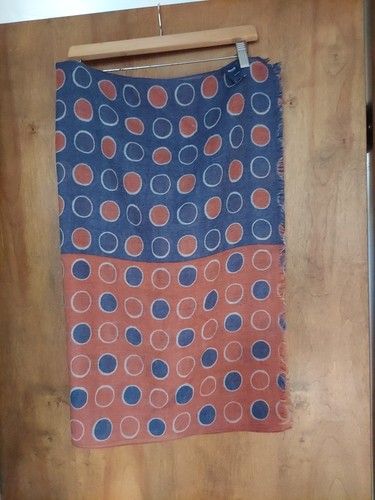 Boggi Milano Lightweight Wool Scarf Made in Italy Geometric Print Blue ...