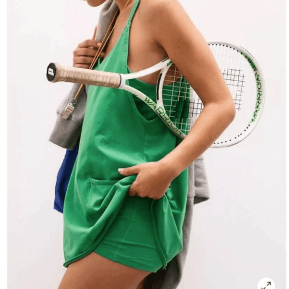 Free People Movement Hot Shot Mini Dress Tennis Romper Skort Green Sz ...