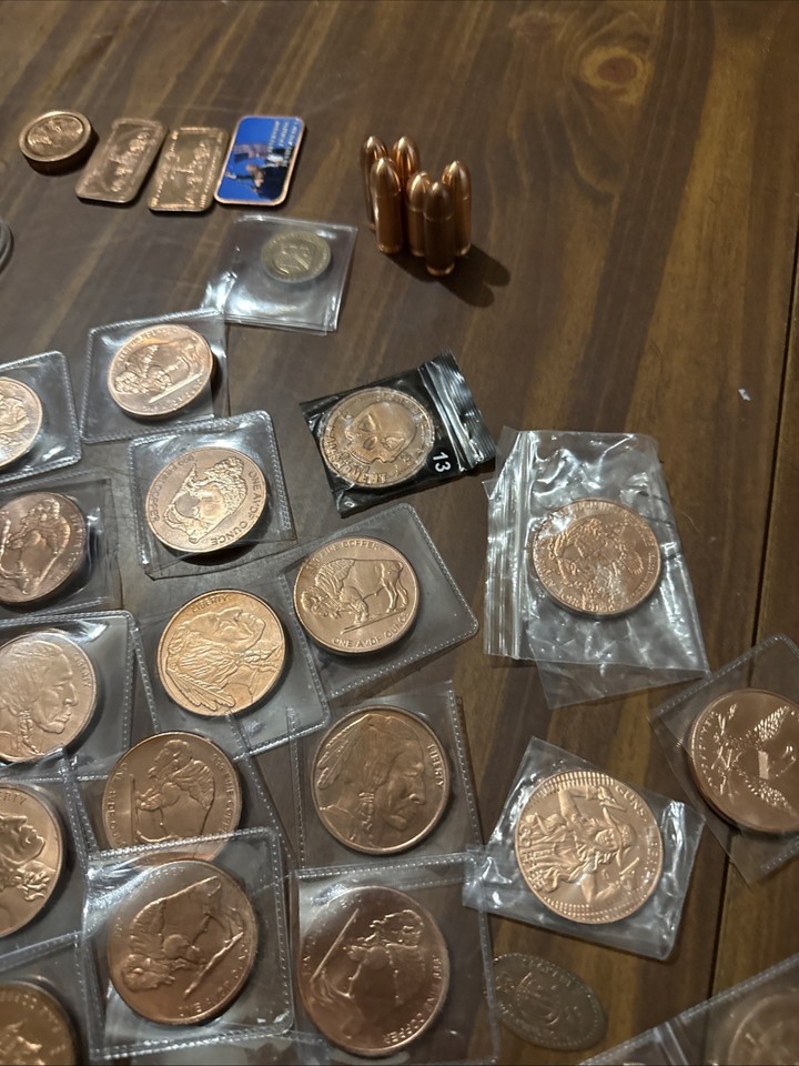 30 Colorized Copper And 90 Plain Coper Rounds Lot. 4 Five Oz 3 2024 ...
