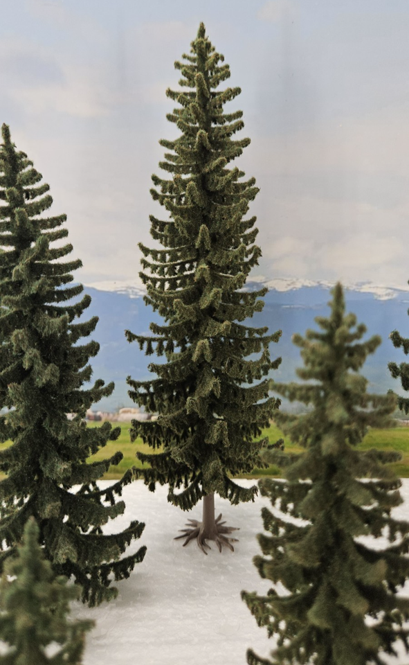 Busch (Germany) HO/TT Scale Scenery - Eight Premium Spruce Forest Trees ...