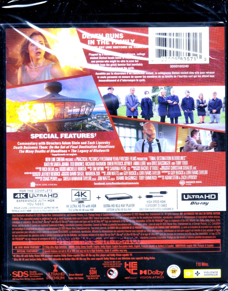 FINAL DESTINATION BLOODLINES 4K ULTRA HD SET with Tony Todd & Brec ...