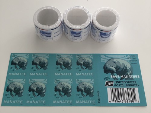 3 Rolls 100 USPS Forever Stamps 2023 US Flag + 20 Save Manatees $250 ...