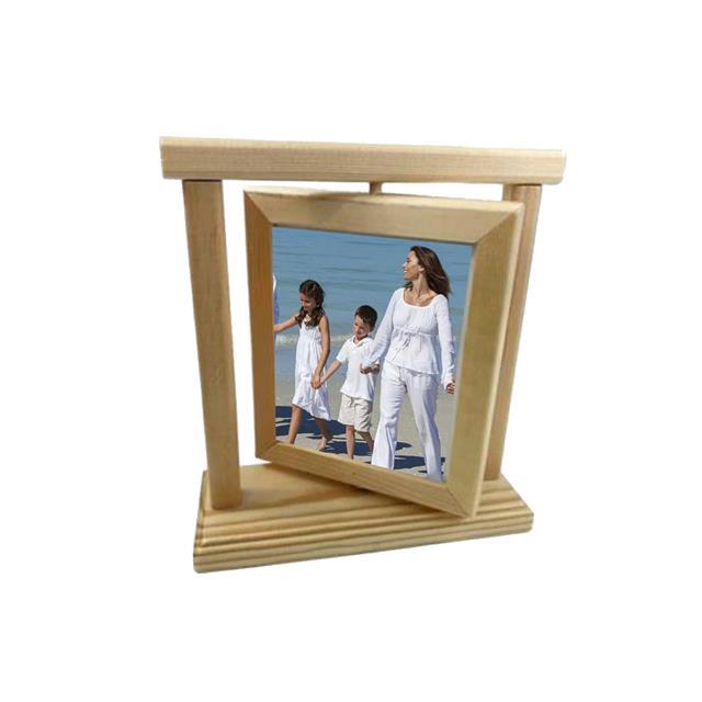 Sublimation Bamboo Rotating Photo Picture Frame Heat Press Double Sided ...