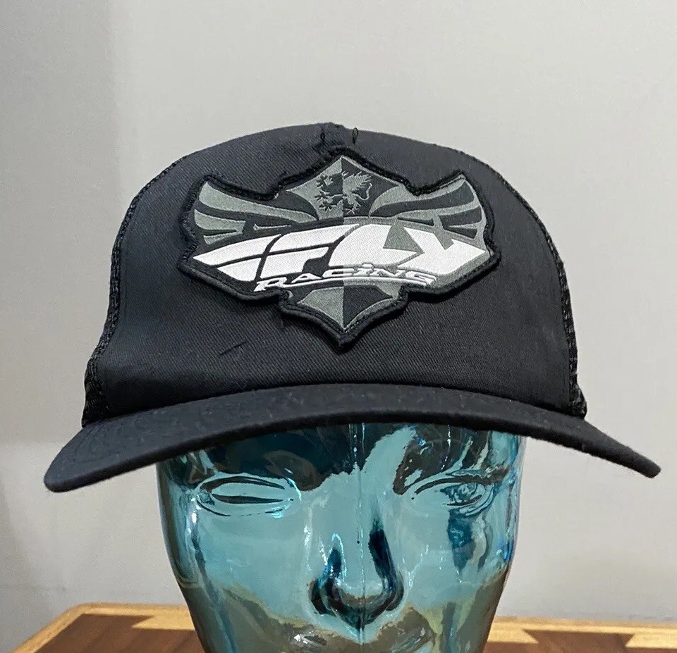 Fly Racing Athleisure Casual Wear Large Emblem Hat Cap Black SnapBack ...