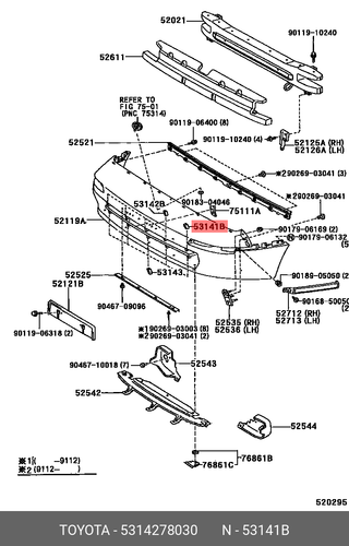 Genuine OE Garnish, Radiator Grill, No.1, 5314278030 for TOYOTA 53142 ...