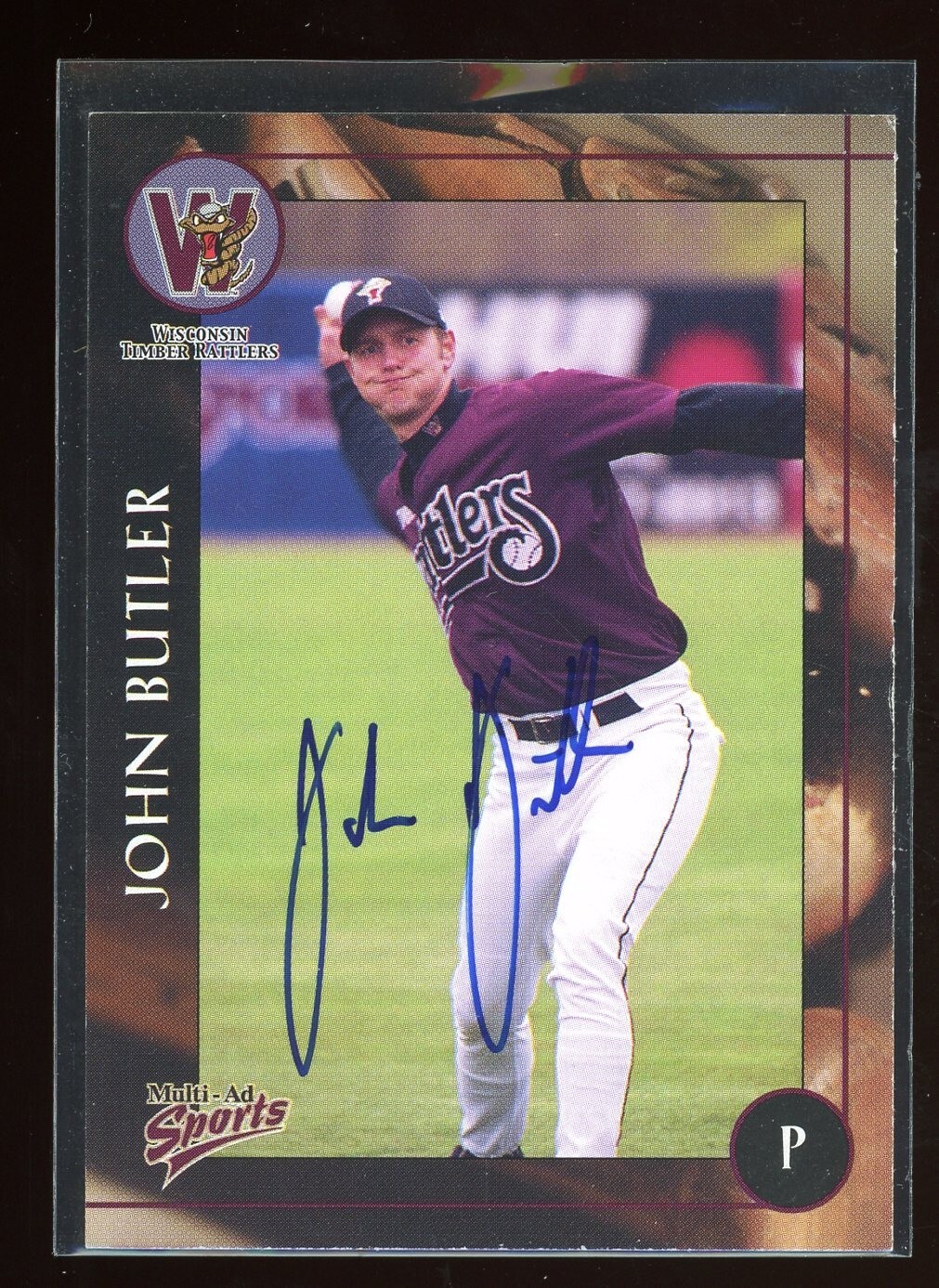 2001 Wisconsin Timber Rattlers JOHN BUTLER Signed Card autograph auto ...