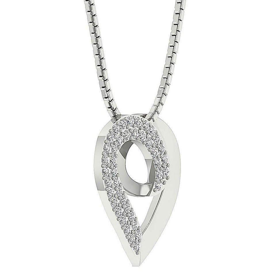 Designer Heart Pendant Necklace Round Diamond VVS1 E 0.55 Ct 14K Gold 0 ...