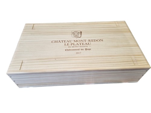 Chateau Mont-Redon- Lidded Wooden Wine Box Vintage Shabby Chic Storage ...