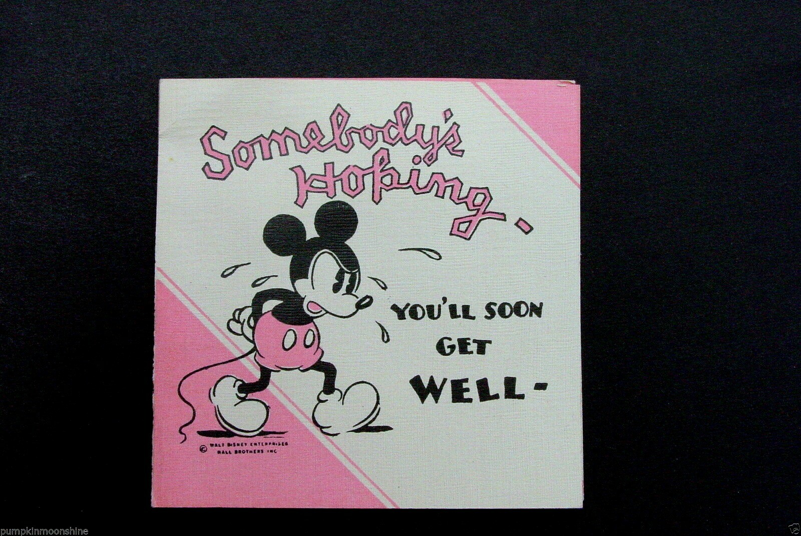 # I 719- 1 VTG Early 1930's Walt Disney Get Well Greeting Card Mickey ...