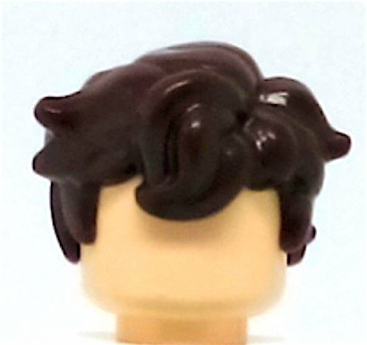 Lego Minifigure Hair Tousled Spiked Sticking out Both Sides Dark Brown ...