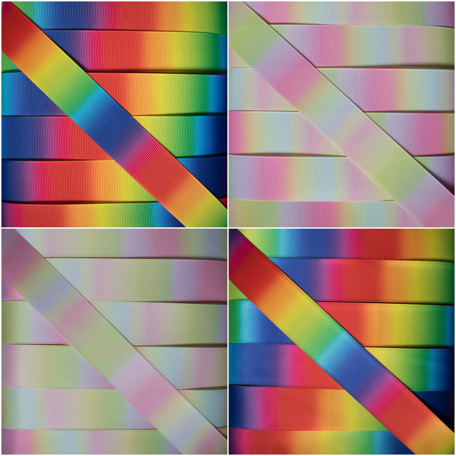 Double Sided Rainbow Pastel Satin Grosgrain Printed Ribbon - 5 or 10 ...