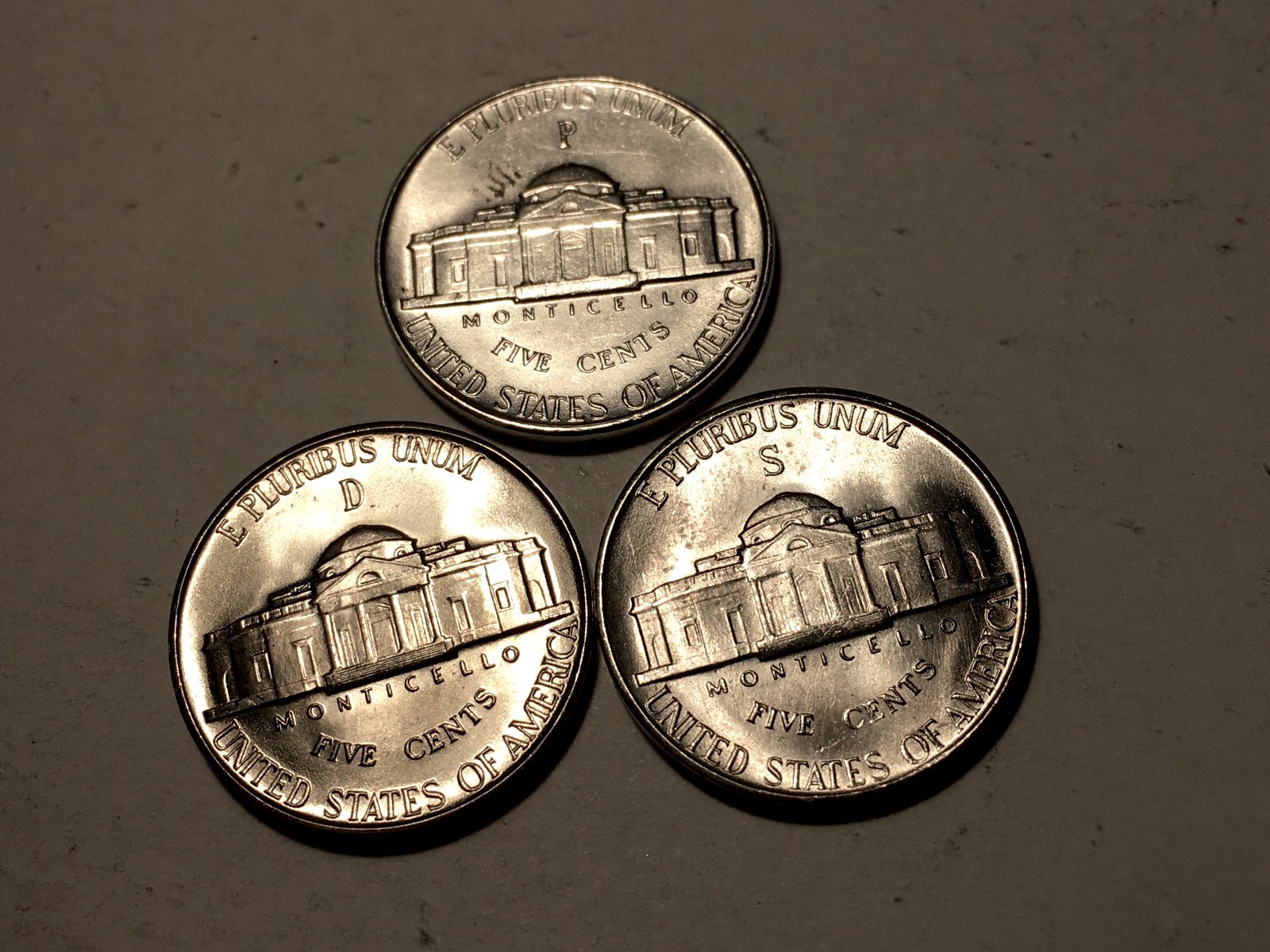 1944 P-D-S Silver Jefferson Nickels Ch BU+SUPERB! Nice Set of 3 ...