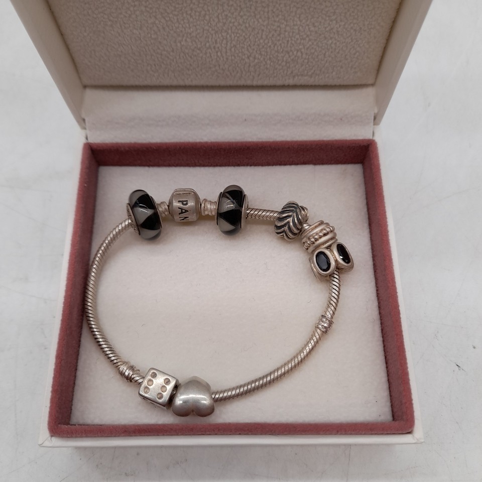 Pandora Sterling Silver Charm Bracelet with Charms (#H1/28) | eBay UK