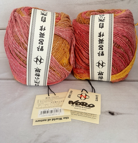 (2) 200 Gram ball of NORO Geshi Cotton and Silk Yarn color #8 Summer ...