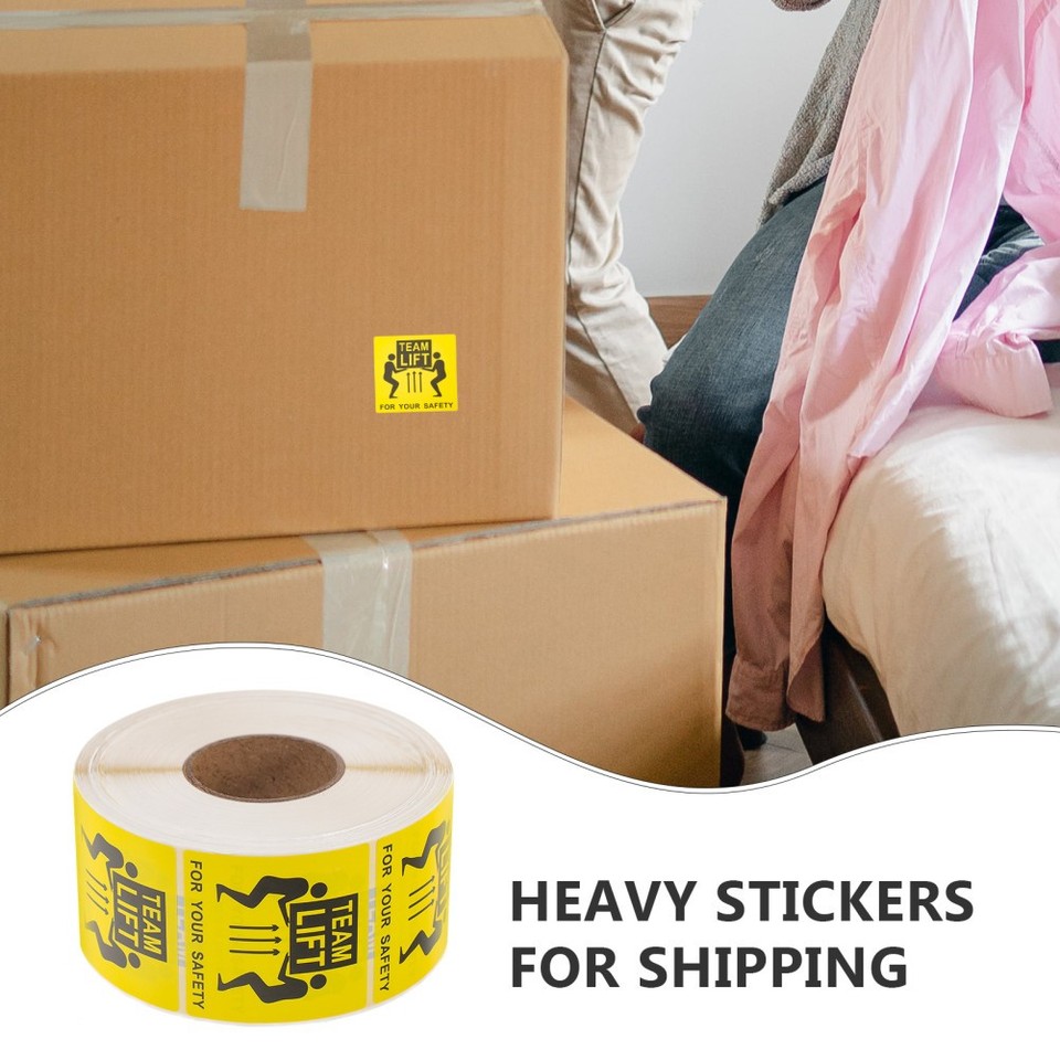 Heavy Warning Label Stickers Team Lift Labels Shipping & Handling ...