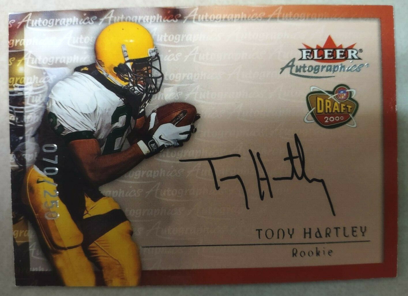 2000 Fleer Autographics TONY HARTLEY Oregon Ducks Certified AUTOGRAPH ...