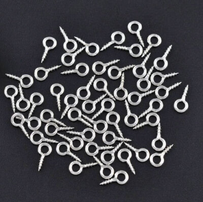 150 Silver Tone Screw Eye Bails for Top Drilled Findings 8mm x 4mm ...