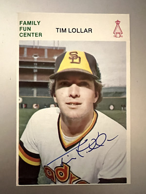 TIM LOLLAR FAMILY FUN CENTER AUTH. AUTOGRAPHED CARD SAN DIEGO PADRES NM ...