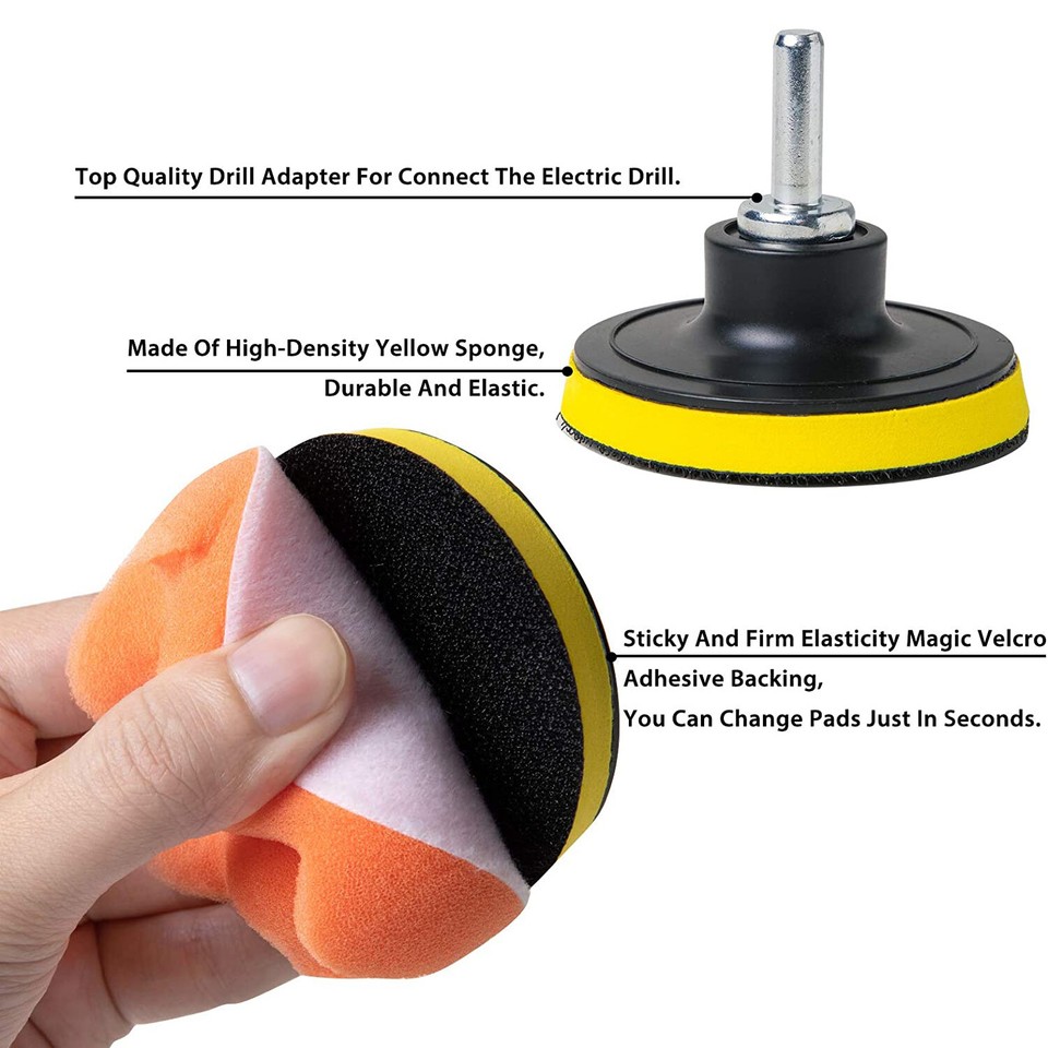 1X(24Pcs 3-in Polishing Pad Kit Sponge Buffing Pads for Car Foam Drill ...