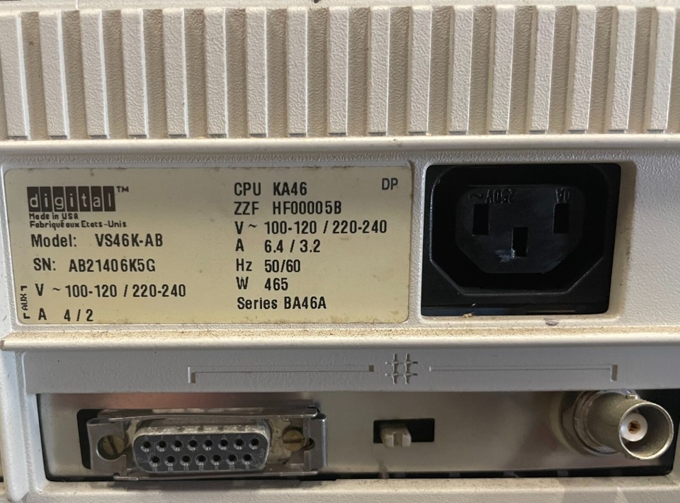 Vintage Digital Equipment DEC VAXstation 4000 60 Model VS46K-AB ...