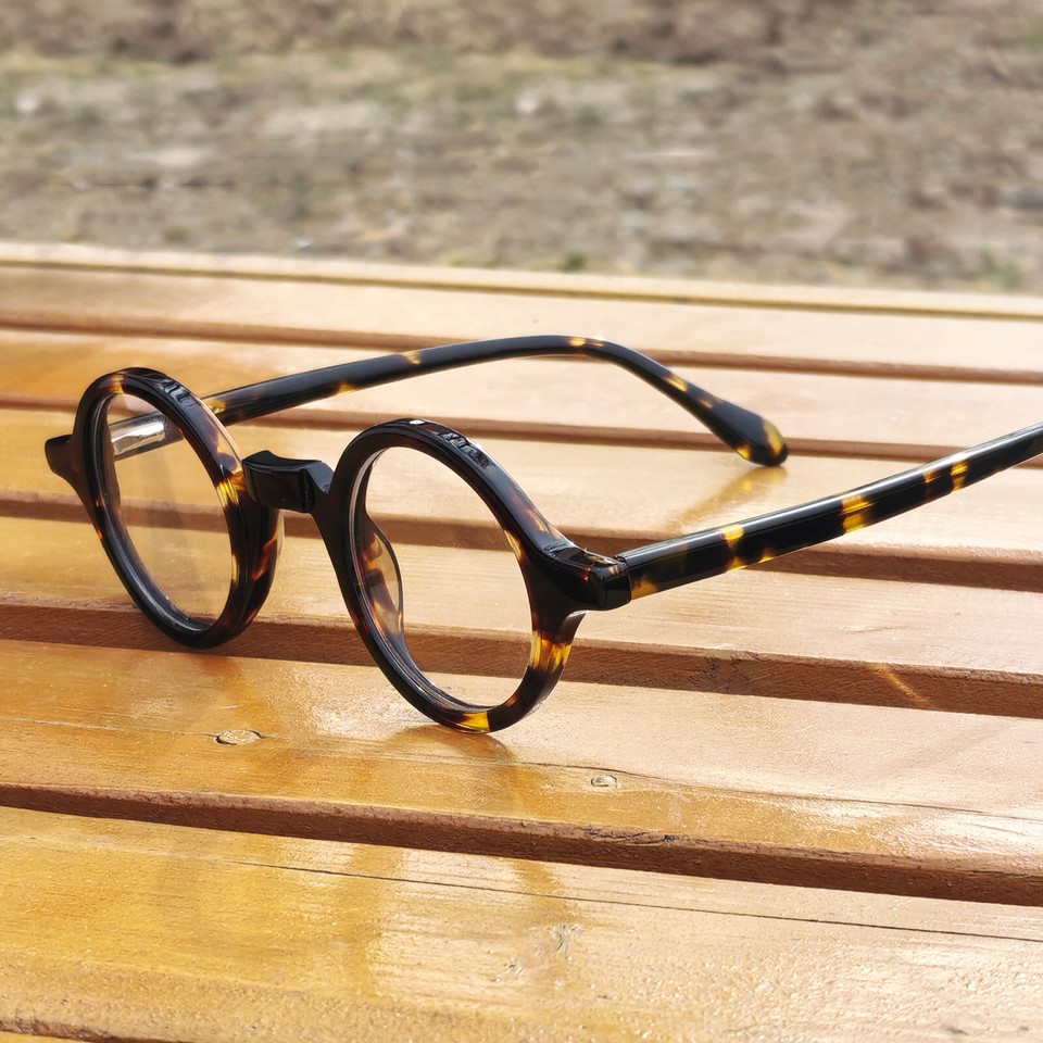 Small Round Acetate Eyeglass frames Retro Full Rim Leopard Glasses ...