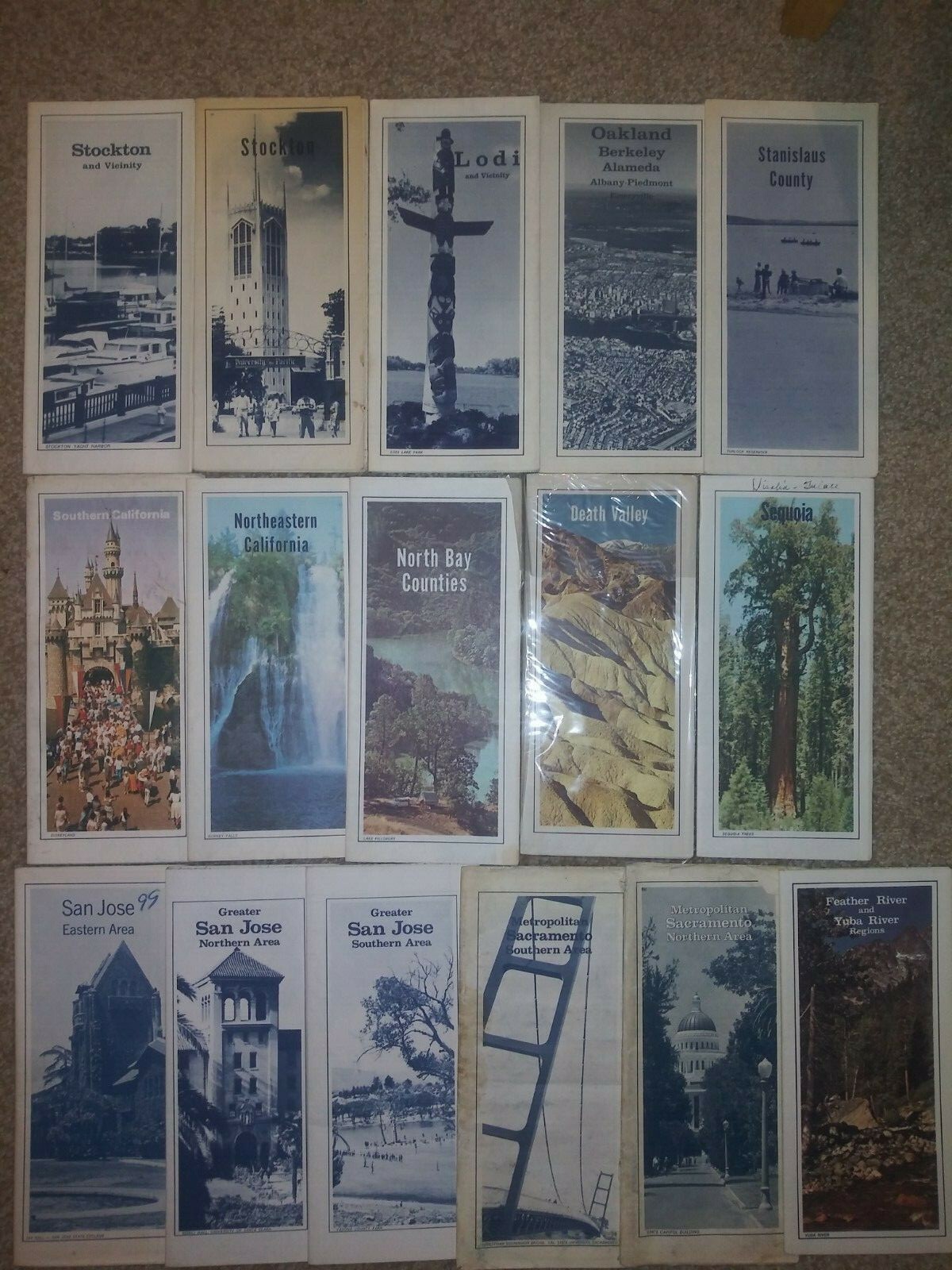 Vintage California AAA CSAA Map Sacramento Monterey Oakland Stockton ...