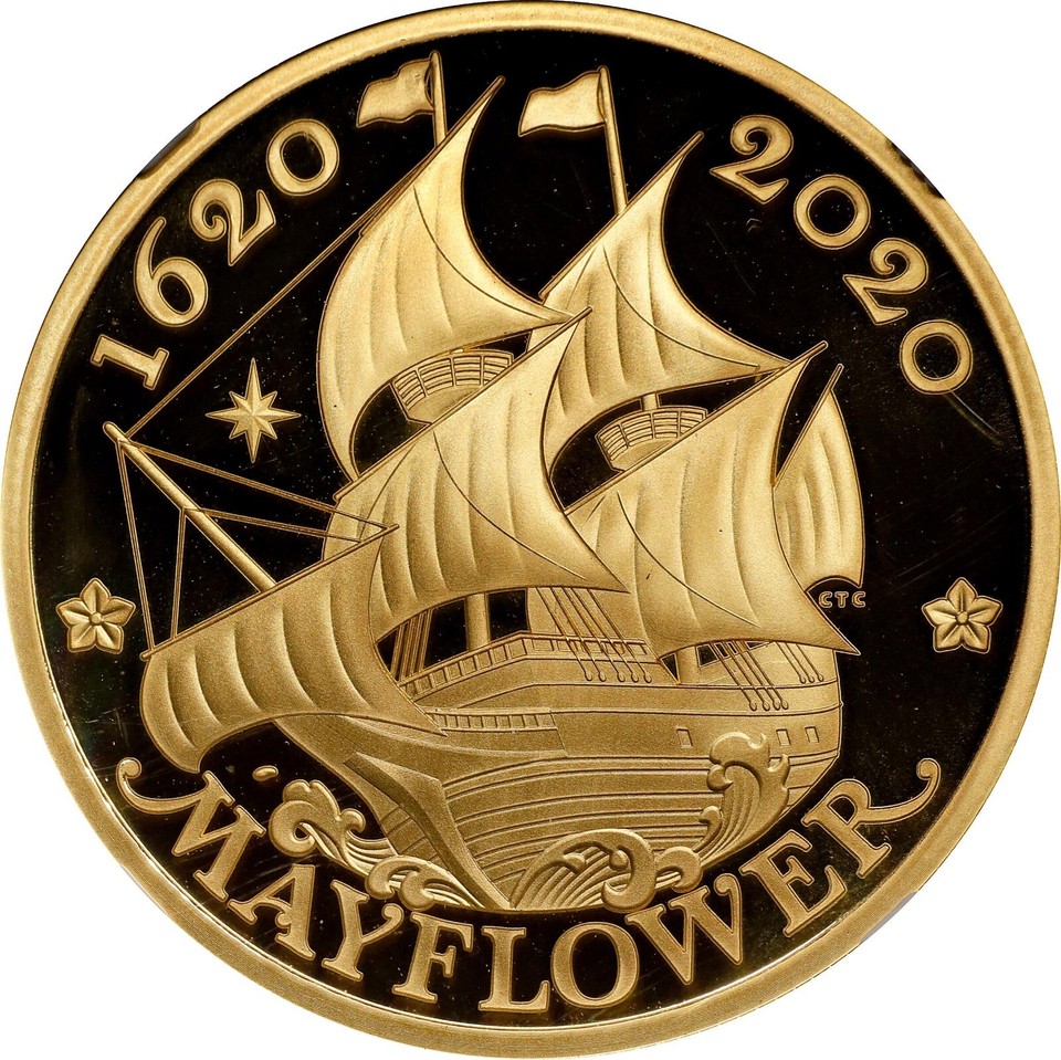 GREAT BRITAIN 2020 100 Pounds Mayflower 400th Anniversary PR69 1 OUNCE ...