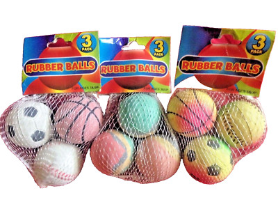 9 HI BOUNCE Mini Rubber Balls Baseball Basketball Soccer Beach Lot of 3 ...