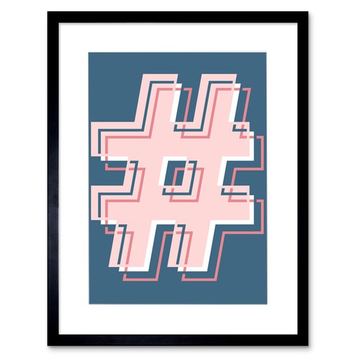 Hashtag Bright Bold Illustration Framed Wall Art Print 12X16 In | eBay