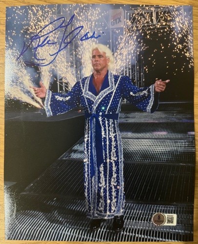 RIC FLAIR SIGNED AUTO 8X10 WWE WRESTLING BLUE ROBE PHOTO BAS BGS ...