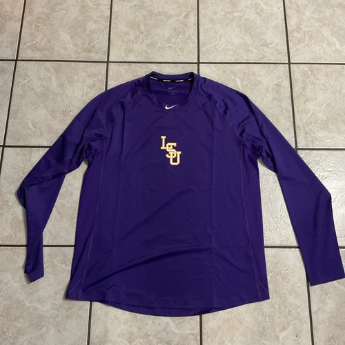 LSU Tigers Baseball Nike Pro Team Issued Fitted Compression Shirt LS ...