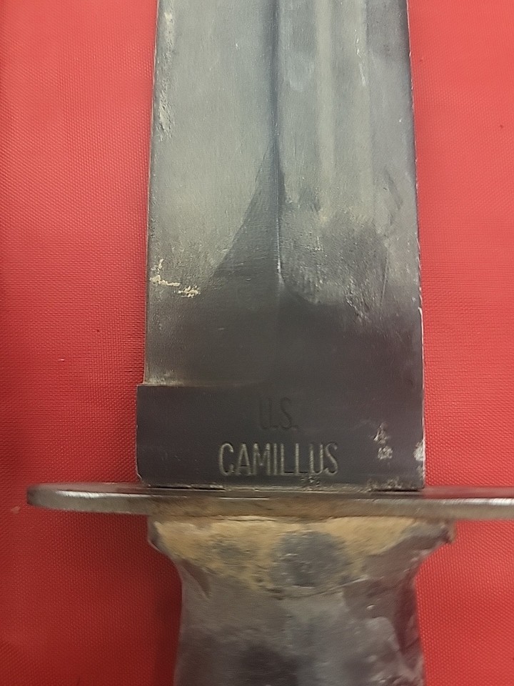 US CAMILLUS Mark 2 MK2 Military Fighting Combat Knife, W/Leather Sheath ...